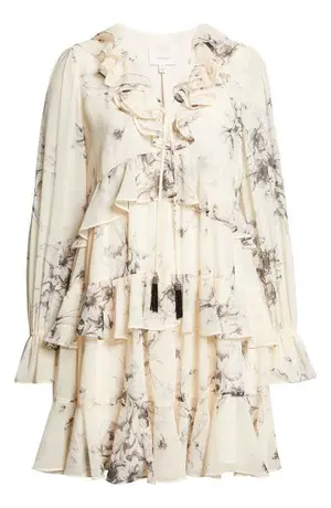 Cinq À Sept Floral Tiered Ruffle Trim Dress