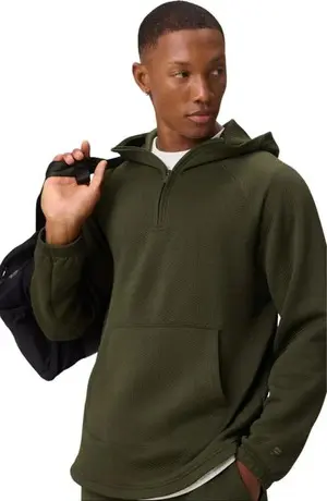 FABLETICS The Gridtech Quarter Zip Hoodie - Dark Olive