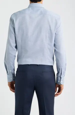 BOSS Hank Slim Fit Micropattern Cotton Dobby Dress Shirt