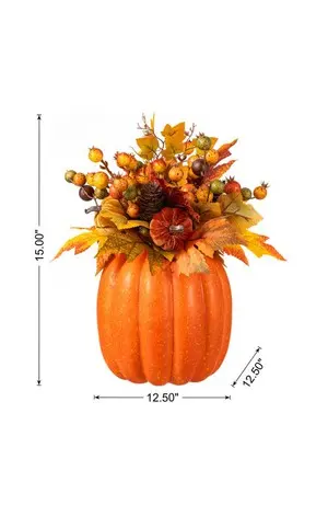 GLITZHOME 15"h Fall Velvet Pumpkin