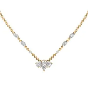 AYA FINE JEWELRY Pear & Marquise Lab Diamond Station Necklace In 14k Gold - Yellow