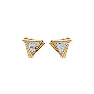 AYA FINE JEWELRY Trillion Cut Lab Diamond Solitaire Stud Earrings In 14k Gold - Yellow