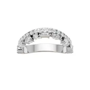 AYA FINE JEWELRY Mixed Shape Lab Diamond Curved Wedding Band - White