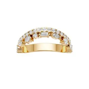AYA FINE JEWELRY Mixed Shape Lab-grown Diamond Curved Band In 14k Gold - Yellow