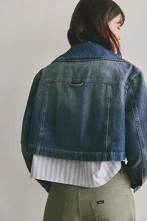 Free People We The Free Heart Land Cozy Denim Cropped Jacket