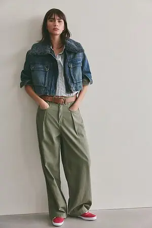 Free People We The Free Heart Land Cozy Denim Cropped Jacket