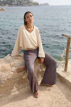 Free People Striped Flare Pants