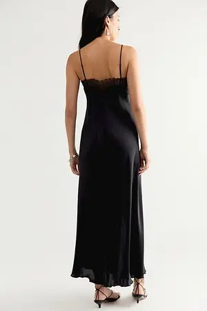 MES DEMOISELLES Suava Silk Maxi Dress With Lace Trim