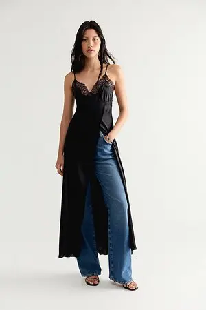 MES DEMOISELLES Suava Silk Maxi Dress With Lace Trim
