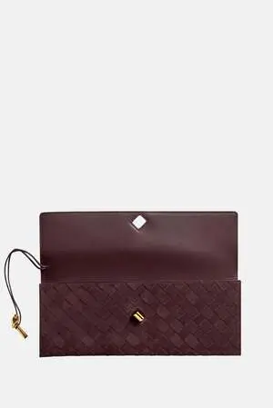Bottega Veneta Andiamo Clutch With Intrecciato Weave - Rosso