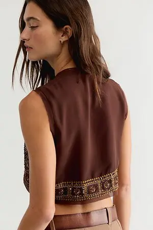 Free People Embellished Cropped Vest