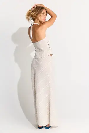 Free People Cotton-linen Halter Top And Column Skirt Set