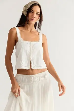 Free People Nora Embroidered Top - White