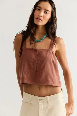 Free People Nora Embroidered Top Withered Rose