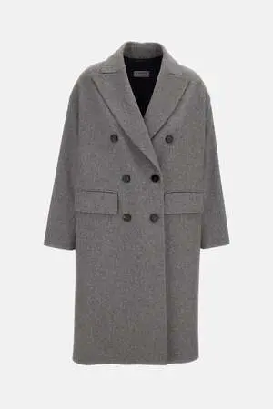 Alberto Biani Medium Length Double-breasted Wool Coat - Grey