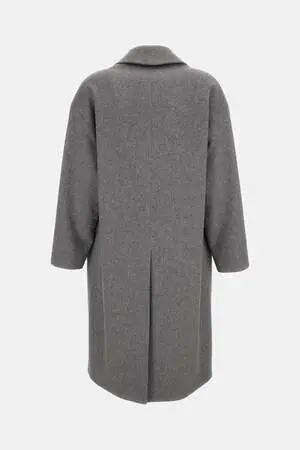 Alberto Biani Medium Length Double-breasted Wool Coat - Grey
