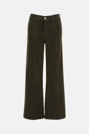 FRAME Velvet Pants: Le Slim Palazzo Modernist Pocket - Green