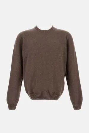 GRAN SASSO Ribbed Cashmere Crew Neck Sweater - Marrone