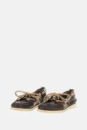 GOLDEN GOOSE Distressed Leather Boat Moccasins - Marrone