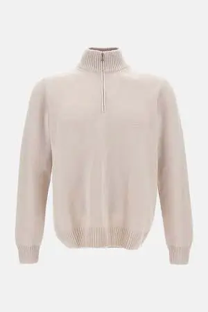 GRAN SASSO Zip-up Turtleneck Sweater - Bianco
