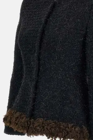 Simone Rocha Sculpted Faux Fur Trimmed Jacket - Nero