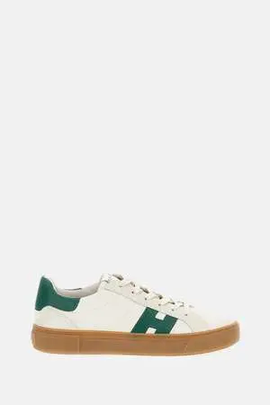 Hogan Lace Up Leather And Suede Sneakers - White