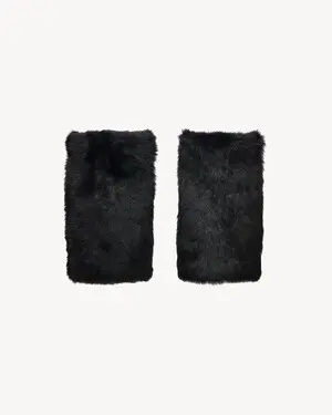 Saint Laurent Muffs In Shearling - Black