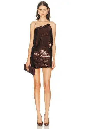 Alex Perry Draped Open Back Sequin Mini Dress