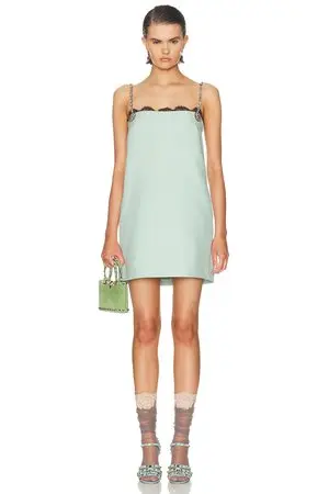 Valentino Garavani Crepe Couture Mini Dress With Embellished Straps - Celadon & Silver