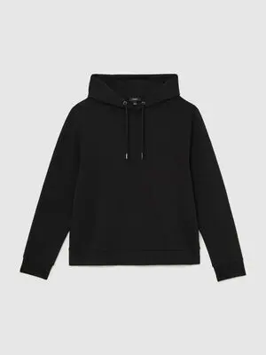 REISS Dane Premium Interlock Hoodie - Black