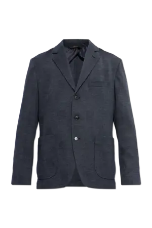 Brioni Wool Blazer With Notch Lapels - Navy Blue