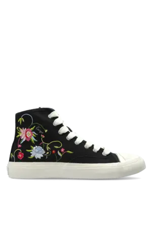 Kenzo Hoshi High Top Sneakers With Floral Embroidery - Black