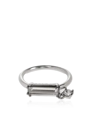 JIL SANDER Ring With Shimmering Crystals - Silver
