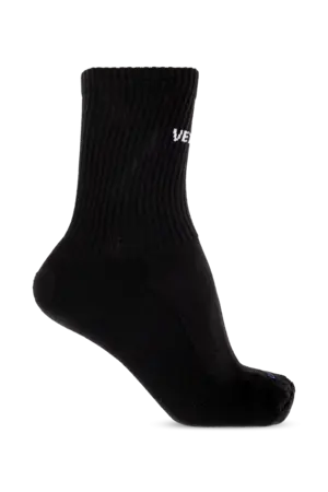 Vetements Cotton Socks With Logo - Black