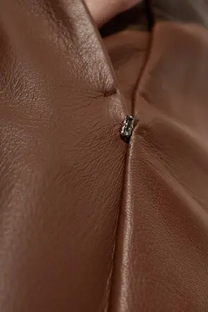 Sportmax Cinepresa' Wide-leg Leather Trousers With Metallic Snap Detail