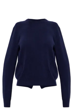 JIL SANDER Blue Cashmere Sweater With Open Back - Navy Blue
