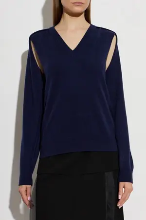 JIL SANDER Blue Cashmere Sweater With Slits