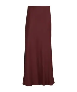 Brunello Cucinelli Satin Cady Fluid Bias-cut Skirt - Wine