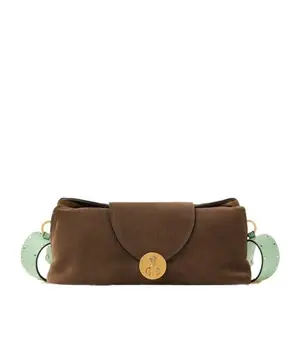 Versace Vivian Embellished Suede Clutch - Brown