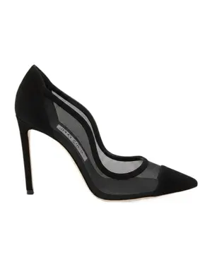 JIMMY CHOO Brigitte Mesh-panel Suede Heeled Pumps