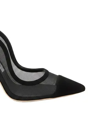 JIMMY CHOO Brigitte Mesh-panel Suede Heeled Pumps