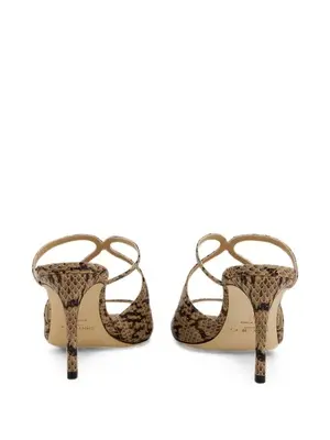 JIMMY CHOO Anise Snake-effect Leather Sandals - Chestnut Brown