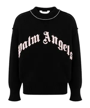 Palm Angels Crew-neck Knit Top - Black