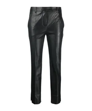 Incotex Slim-cut Faux-leather Trousers - Black