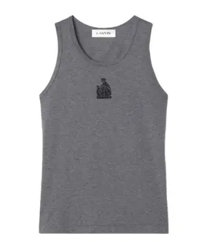 LANVIN Mother And Daughter Embroidered Tank Top - Dark Grey Blend