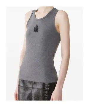 LANVIN Mother And Daughter Embroidered Tank Top - Dark Grey Blend