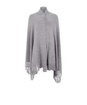 Ermanno Scervino Turtleneck Cape With Lace Details - No