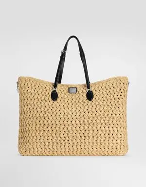 Dolce & Gabbana Dolce Gabbana Dg Logo Raffia-effect Tote Bag