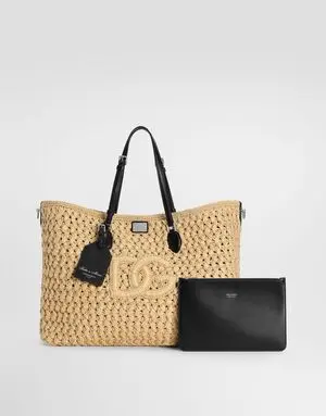 Dolce & Gabbana Dolce Gabbana Dg Logo Raffia-effect Tote Bag