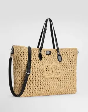Dolce & Gabbana Dolce Gabbana Dg Logo Raffia-effect Tote Bag